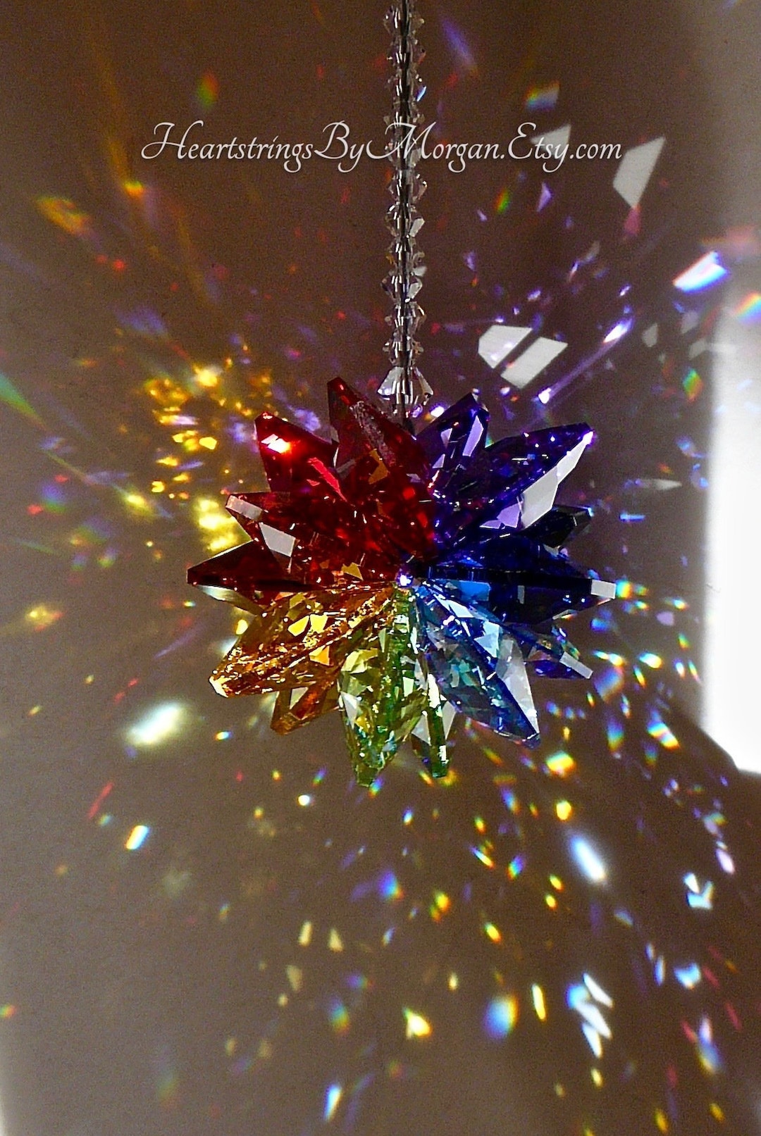 Rainbow Colored Crystal Cluster Suncatcher for Car or Home Window, Made ...