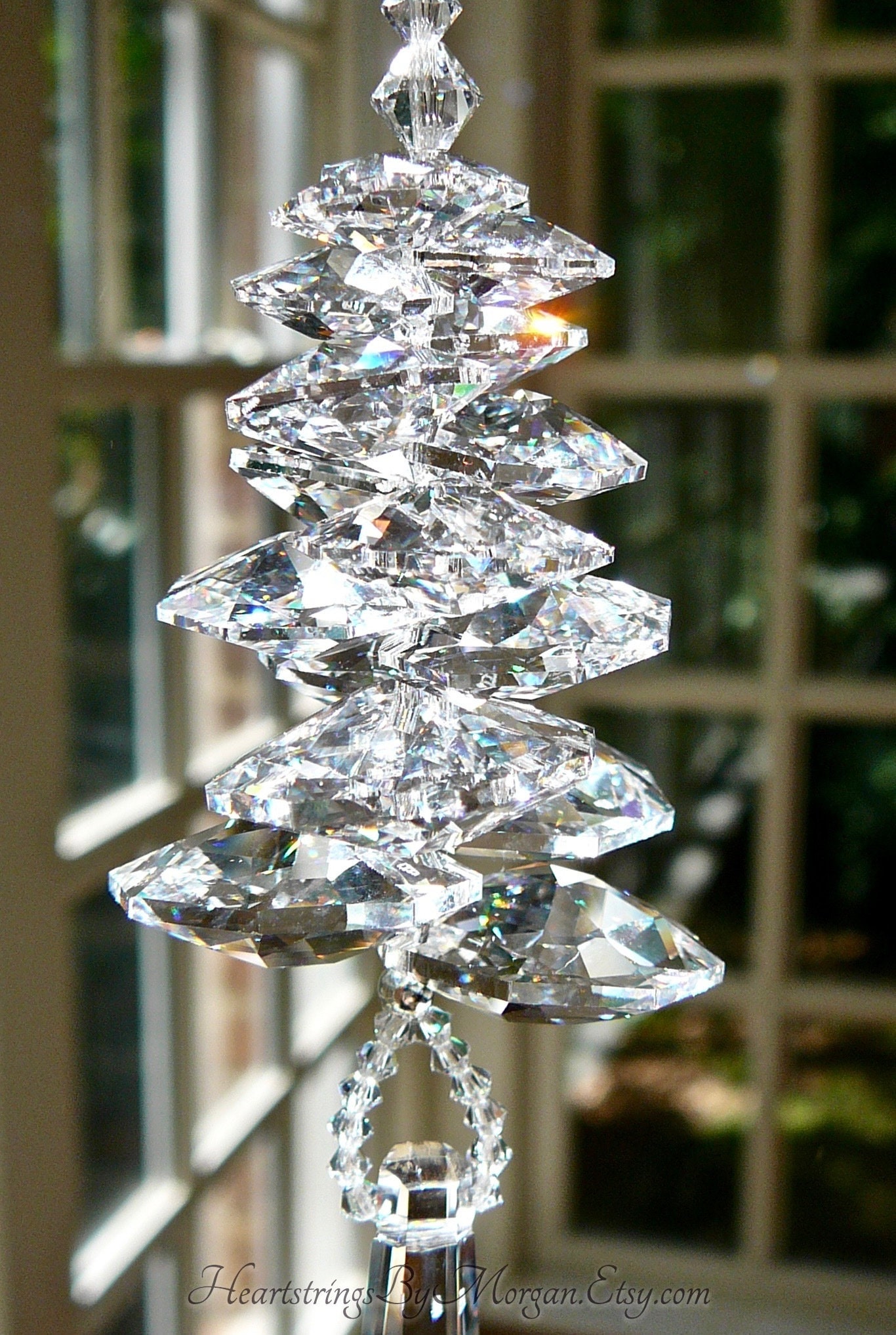 76mm (3.0") Long Swarovski Crystal Hexagonal Prism With a Cascade of ...