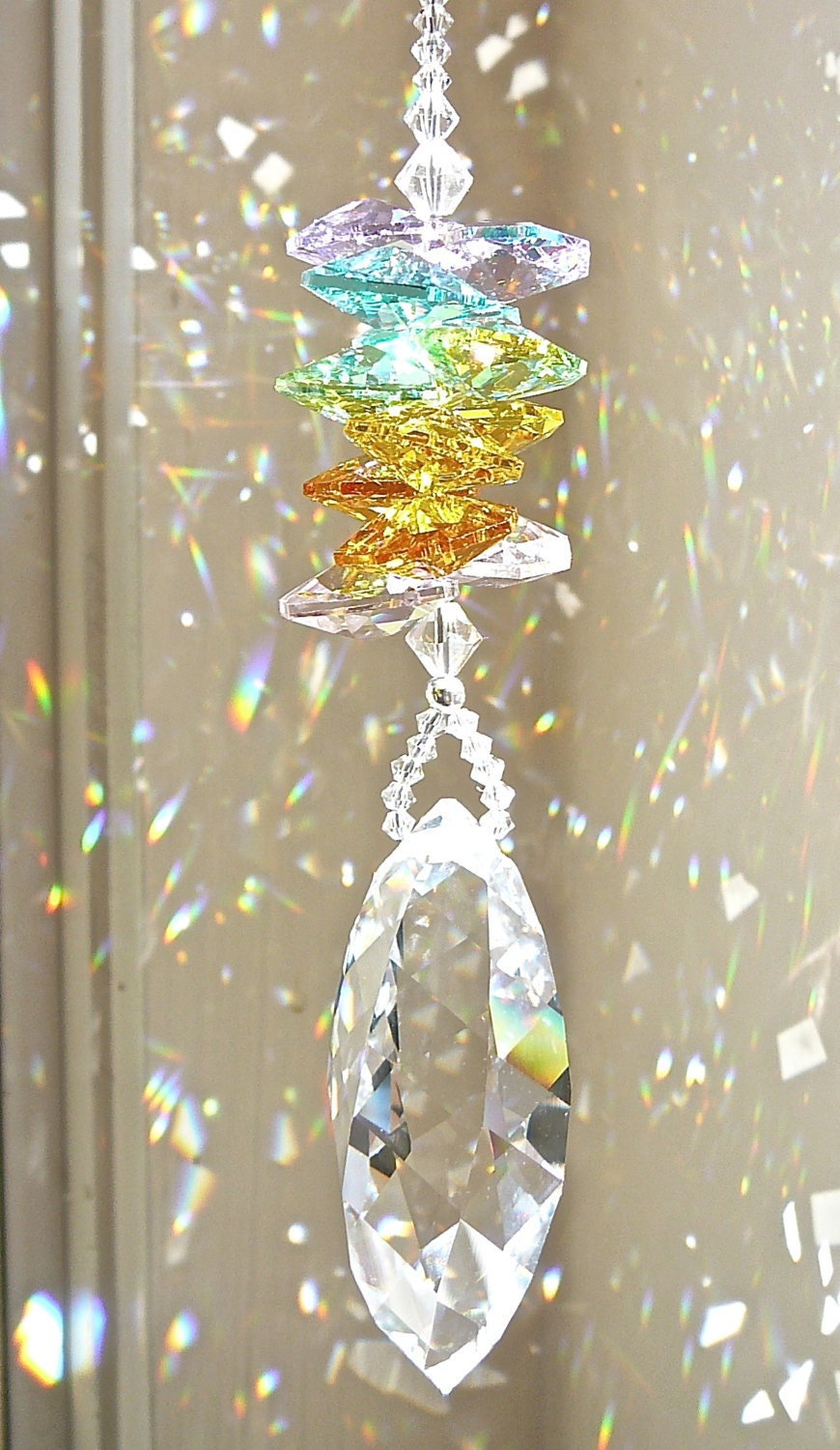 Pastel Rainbow Colored Crystal Suncatcher Made Entirely W/ | Etsy
