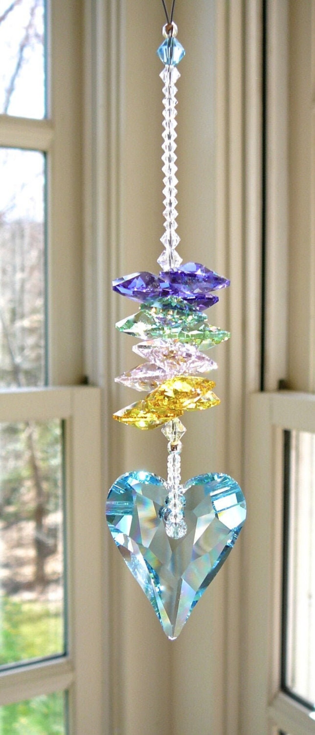 Pastel Crystal Heart Suncatcher in Happy Colors – Made With a 37mm Blue ...