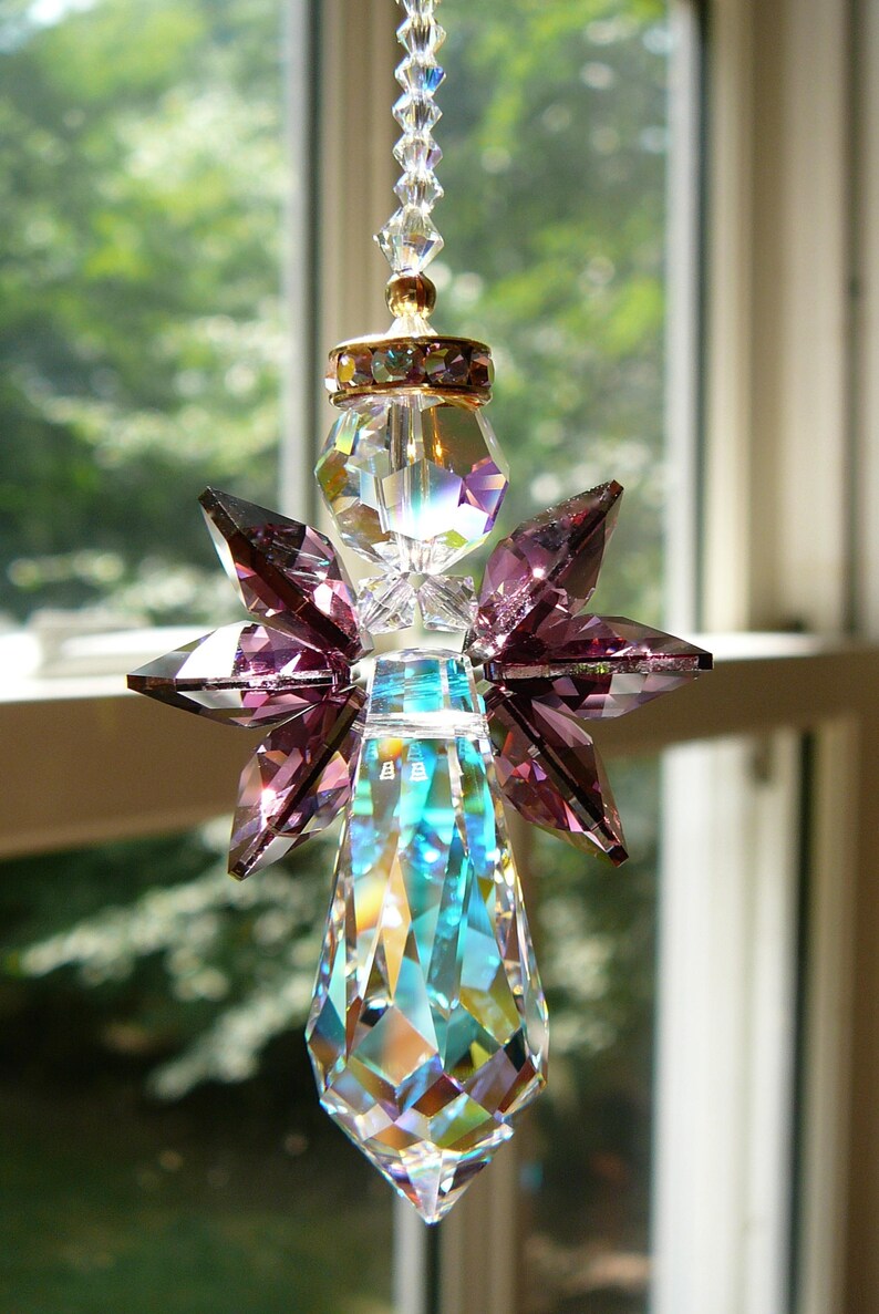 Purple Amethyst Crystal Angel Suncatcher for Car or Home - Etsy