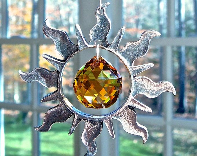 Swarovski Crystal Suncatcher Made With Pewter Sun and - Etsy