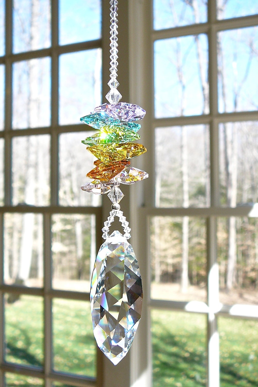 Pastel Rainbow Colored Crystal Suncatcher Made Entirely W/ | Etsy