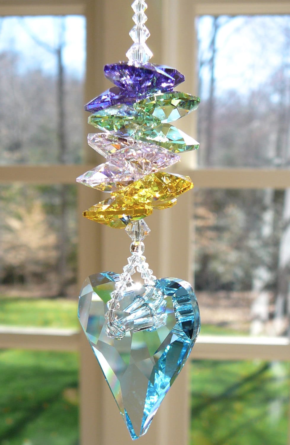 Pastel Crystal Heart Suncatcher in Happy Colors Made With a - Etsy