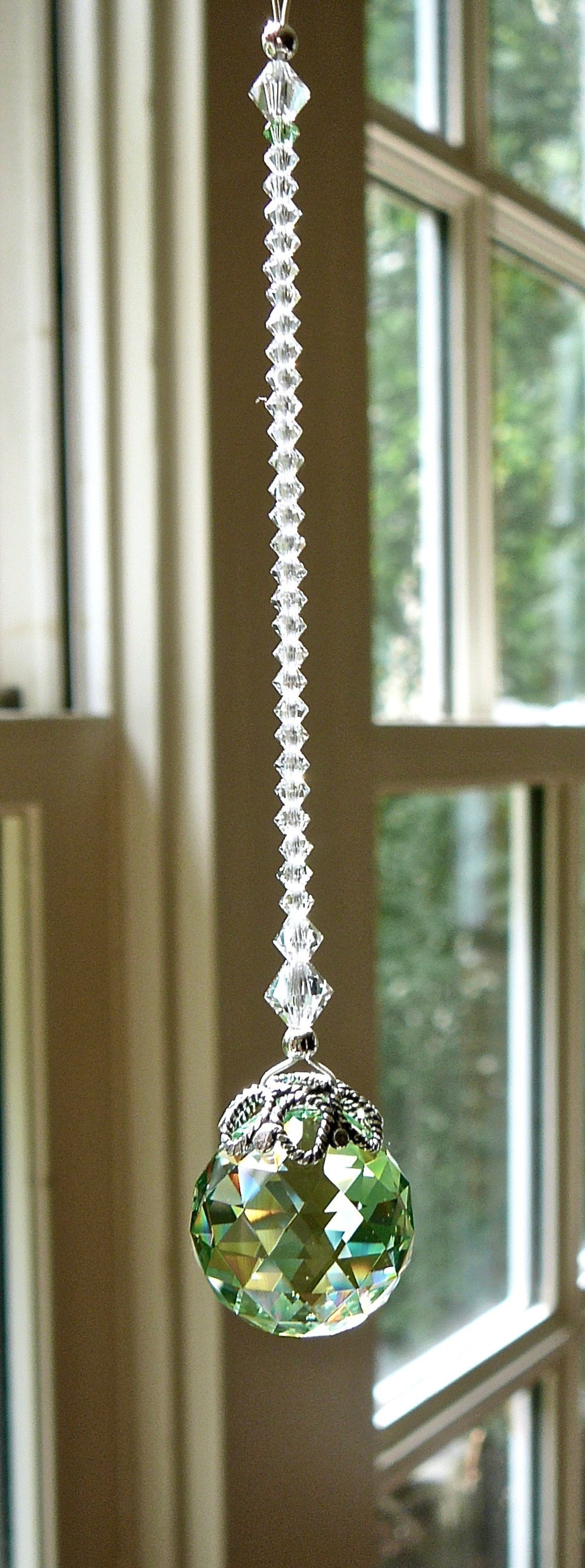 Green Crystal Ball Window Hanger Suncatcher for Car Rearview | Etsy
