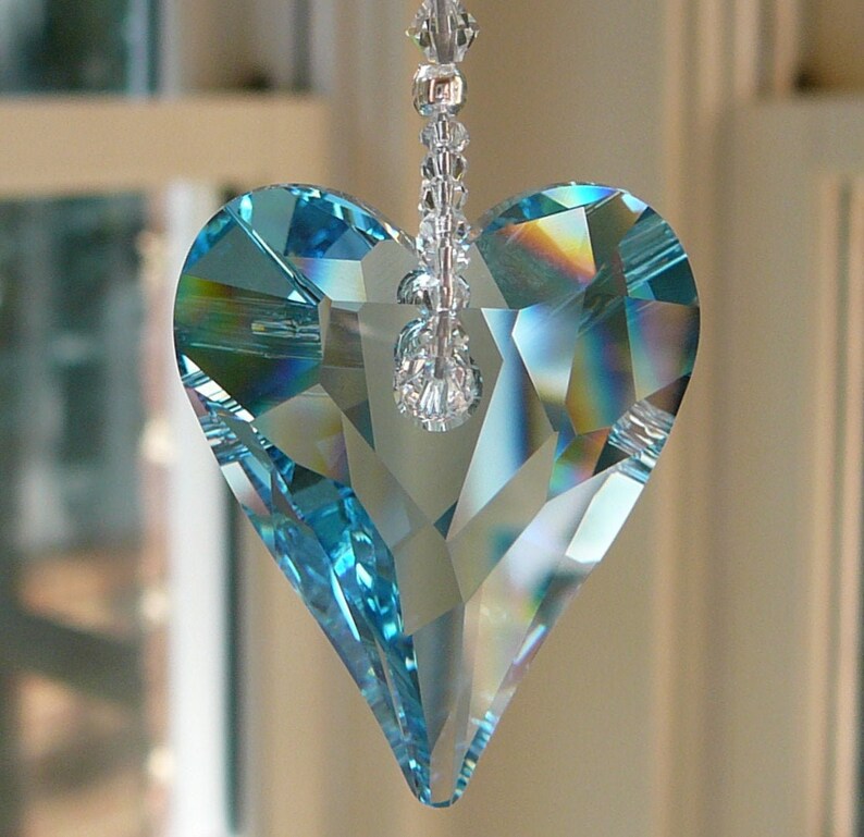 Pastel Crystal Heart Suncatcher in Happy Colors – Made With a 37mm Blue ...
