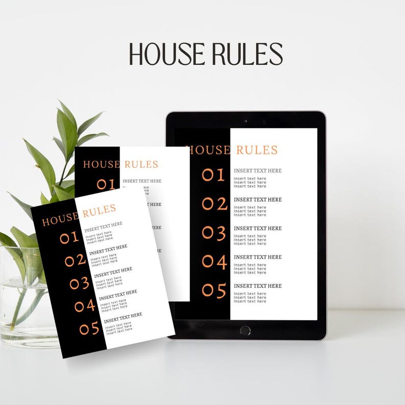 Minimalist House Rules Sign for Airbnb Rental; Fully Customizable Canva ...