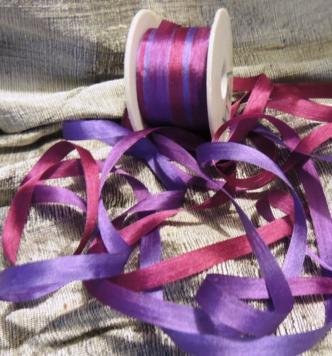 4mm Variegated Plum and Fuschia Silk Ribbon 124 3 Yards - Etsy