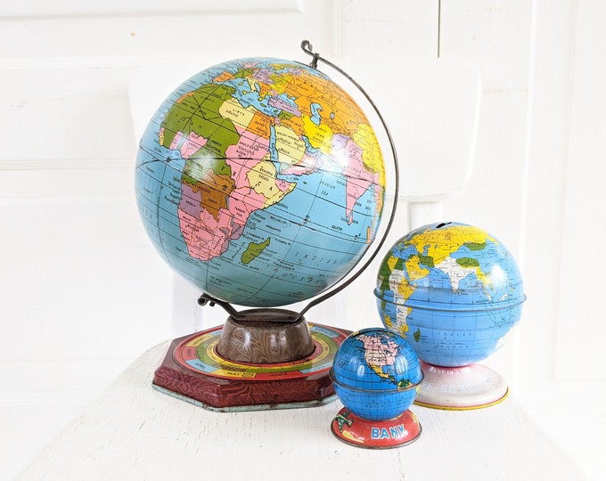 Vintage Metal Globe Medium Metal Globe Seasons Globe Zodiac - Etsy
