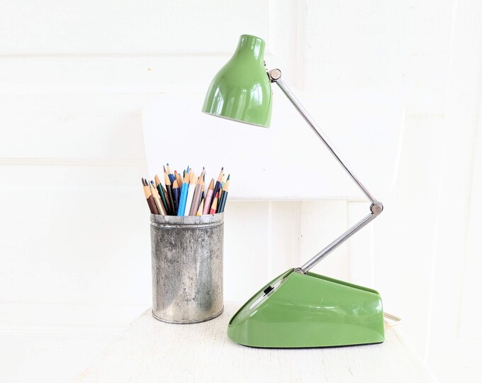 Mid Century Desk Lamp, Vintage Green Desk Lamp, Office Lamp, Vintage ...