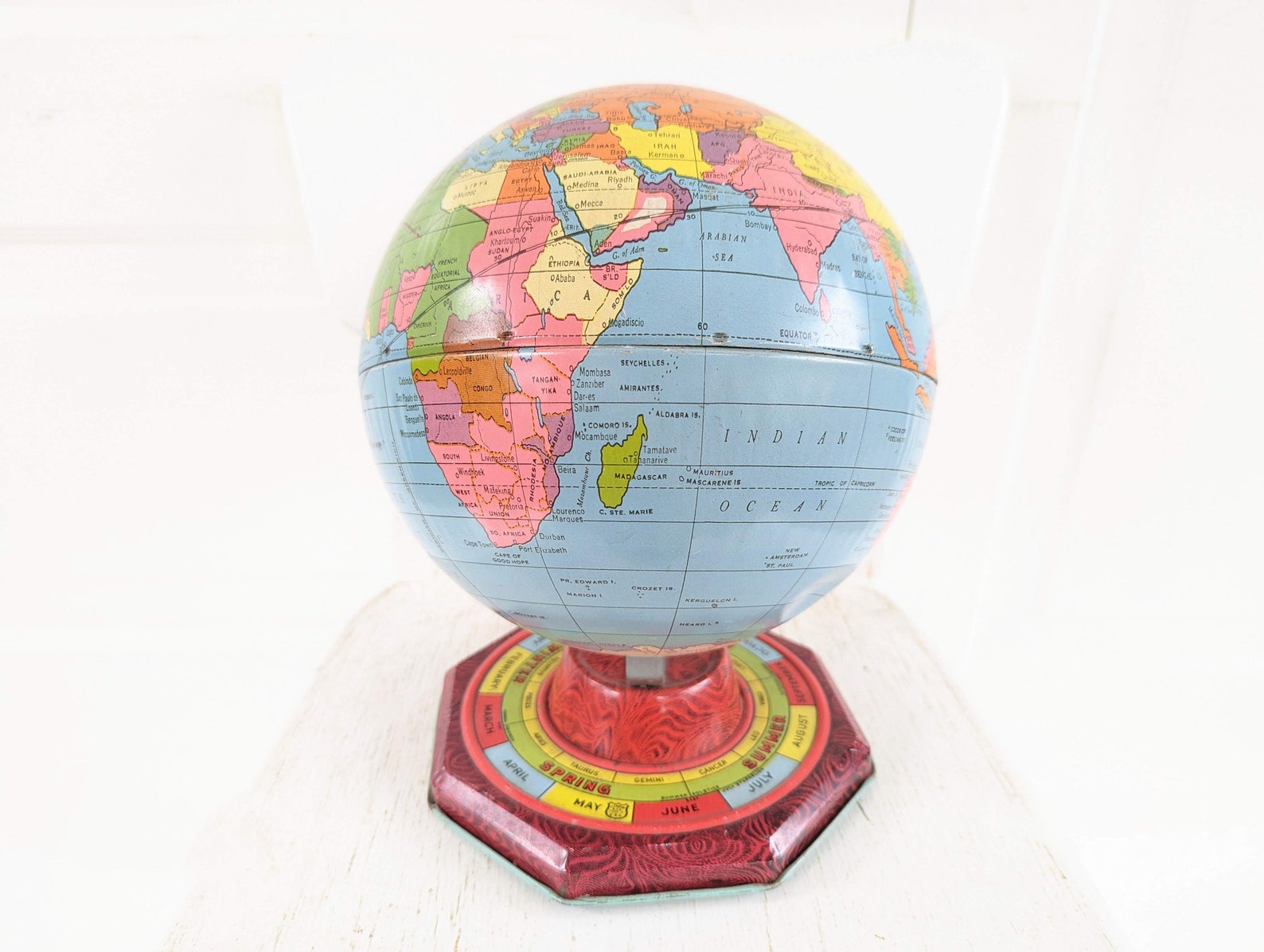 Vintage Metal Globe Medium Metal Globe Seasons Globe Zodiac - Etsy