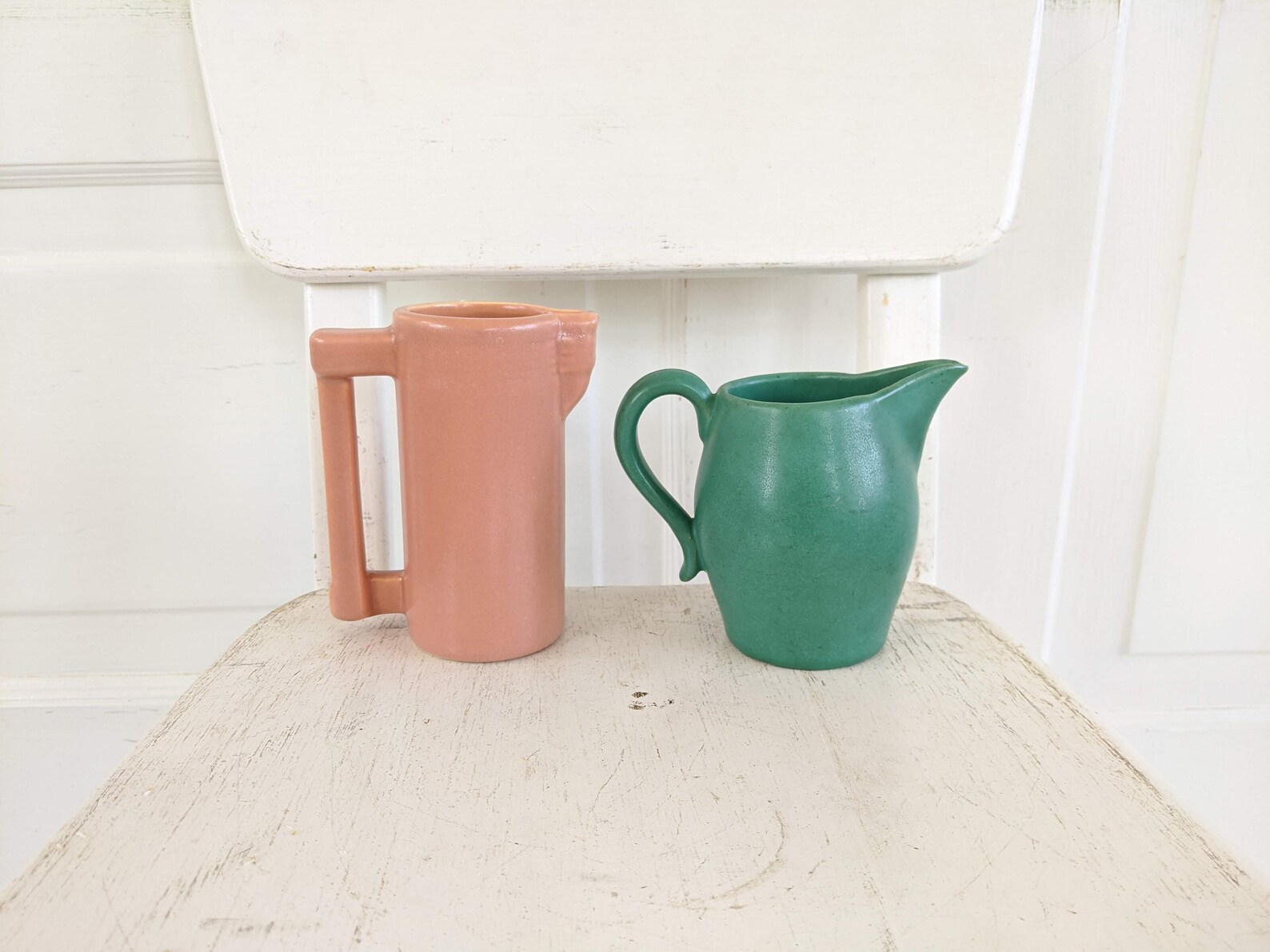 Pair of Small Vintage Pitchers Small Pink Pottery Pitcher - Etsy