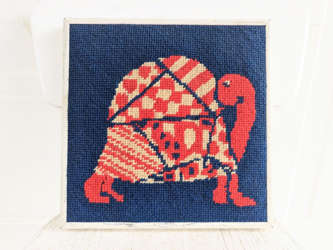 Vintage Turtle Needlepoint, Vintage Crewelwork, Vintage Needlepoint ...