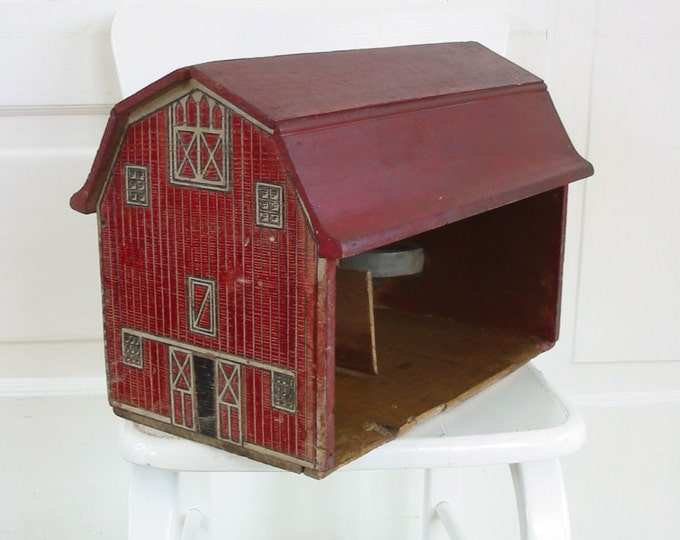 Vintage Wood Toy Barn Children Farm Red - Etsy