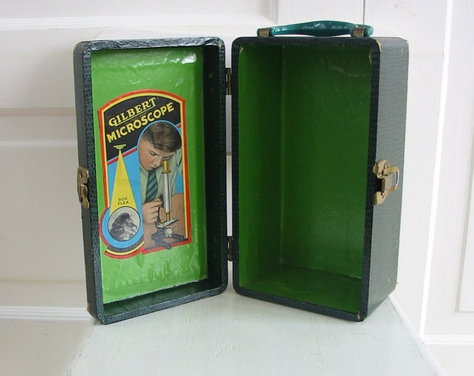 Vintage Microscope Case, Microscope Box, Green Case, Green Box ...