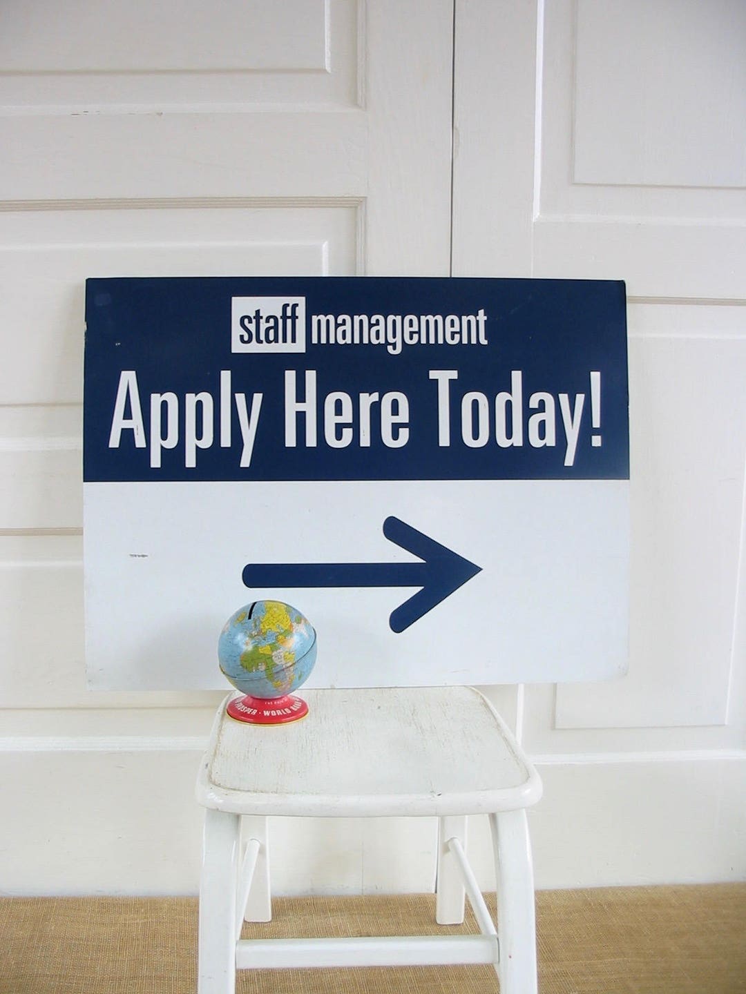 Vintage Metal Sign, Industrial Sign, Blue White Sign, Management Sign ...