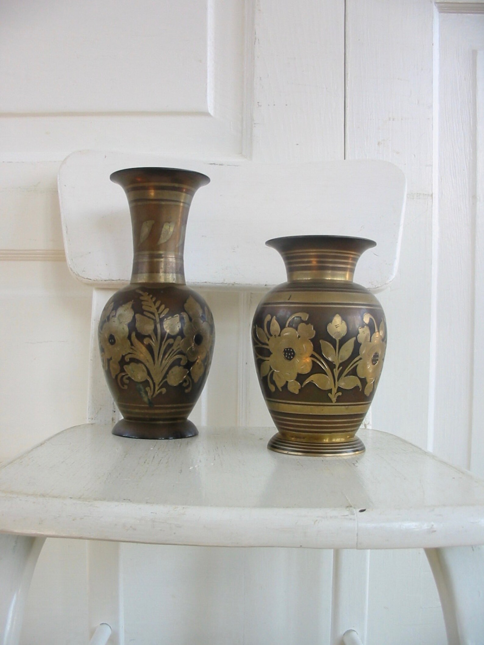 Pair Vintage Brass Vase Vintage Brass Urn Vintage Metal - Etsy