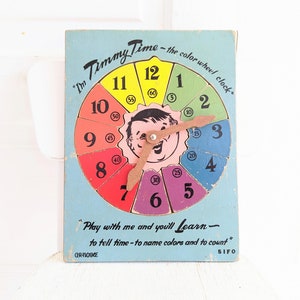 Vintage Wood Puzzle, Telling Time Puzzle, Vintage Timmy Time Puzzle ...
