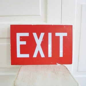 Vintage Exit Sign, Vintage Sign, Glass Sign, Vintage Exit Sign, Red ...