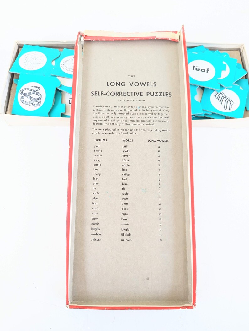 Vintage Long Vowel Flash Cards, Vintage Word Puzzle, Vintage Flash ...