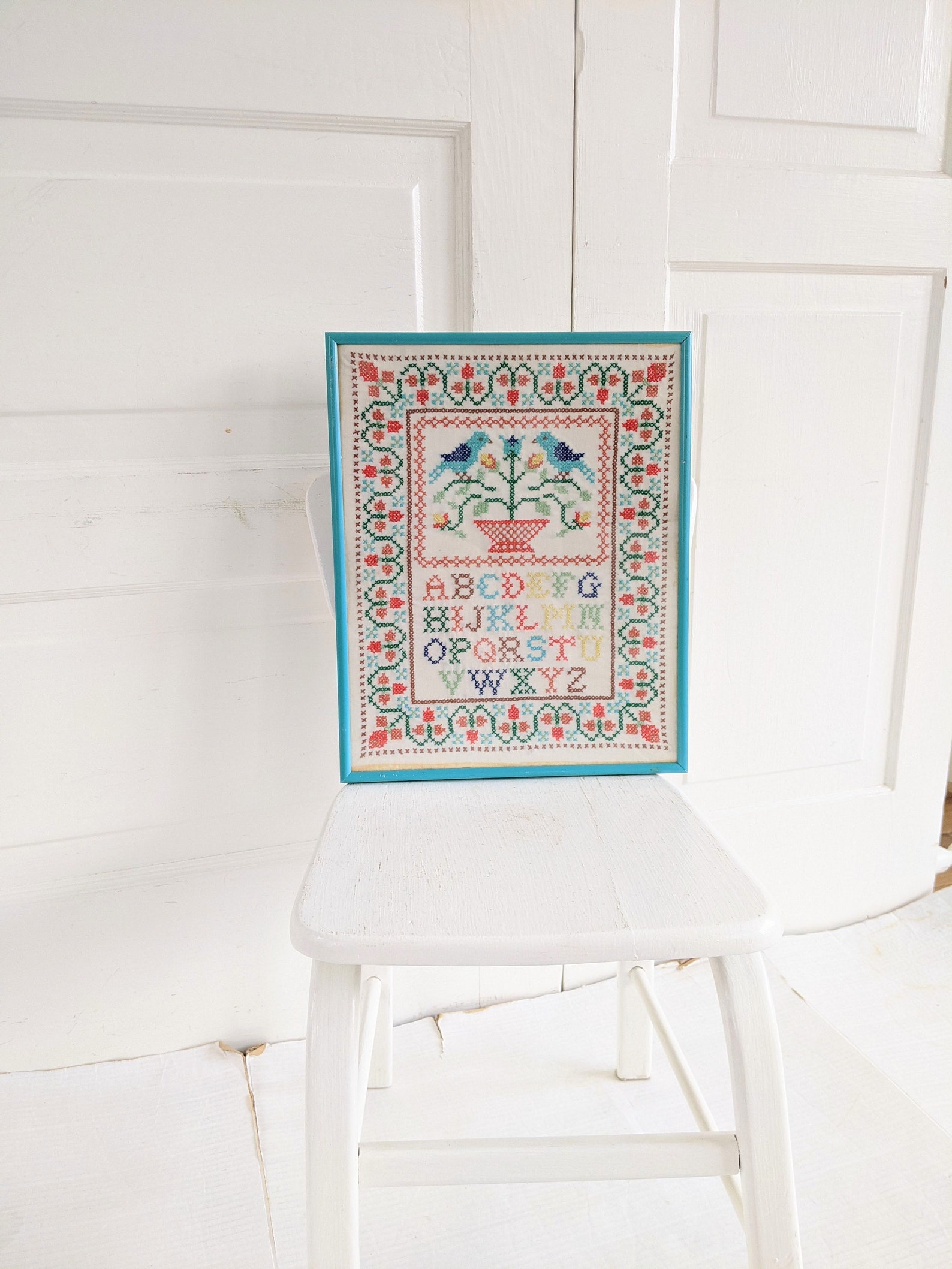 Vintage Cross Stitch Sampler, Vintage Embroidery, Vintage Alphabet ...