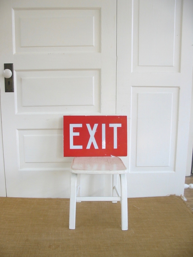 Vintage Exit Sign, Vintage Sign, Glass Sign, Vintage Exit Sign, Red ...