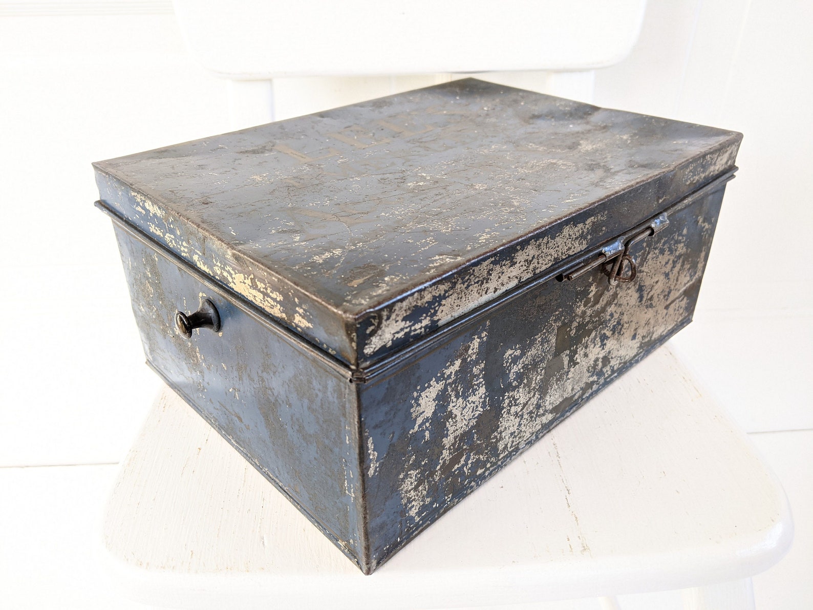Vintage Metal Box Antique Blue Box Vintage Blue Metal Box - Etsy