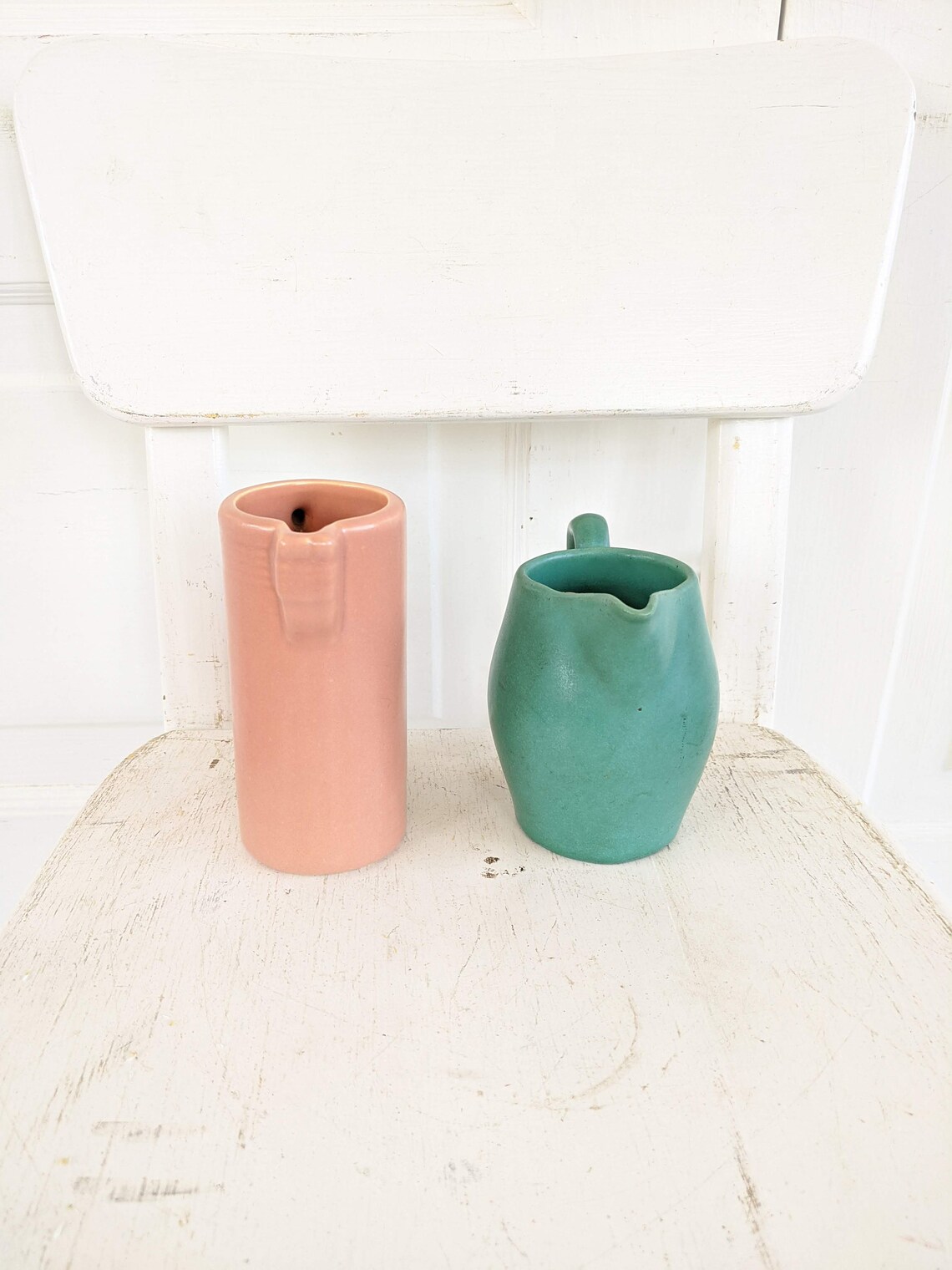 Pair of Small Vintage Pitchers Small Pink Pottery Pitcher - Etsy