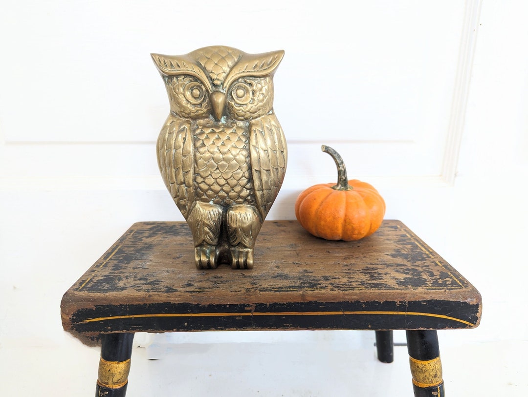 Vintage Brass Owl, Large Brass Owl, Vintage Halloween Decor, Halloween ...