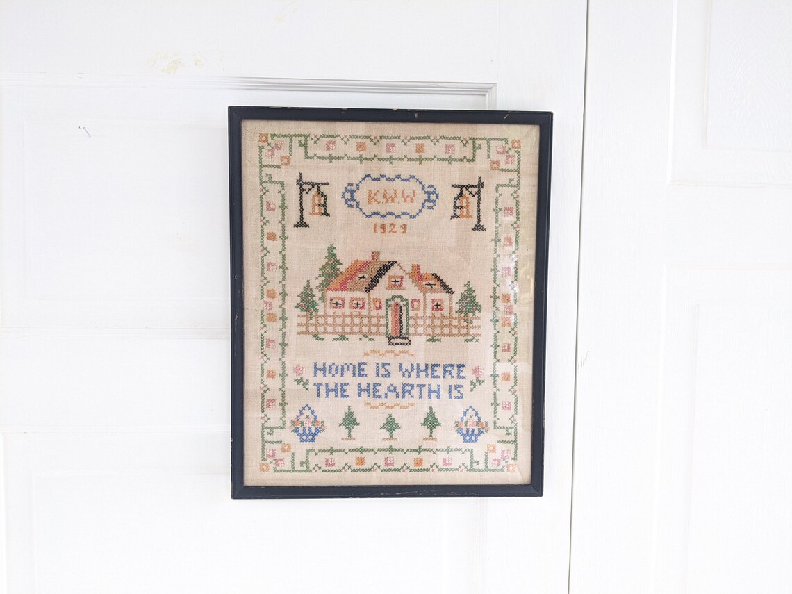 Vintage Cross Stitch Sampler Vintage Embroidery Vintage Home | Etsy