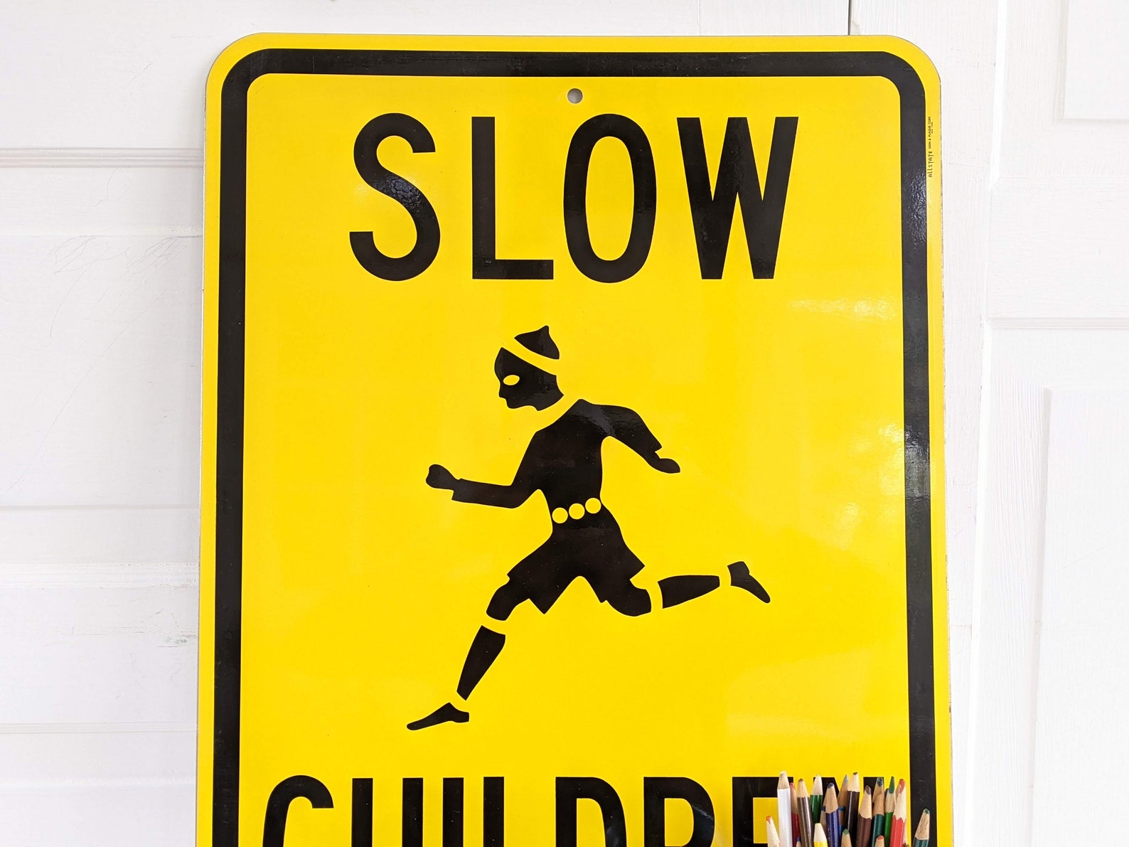Slow Children Sign Yellow Metal Sign Street Sign Industrial | Etsy