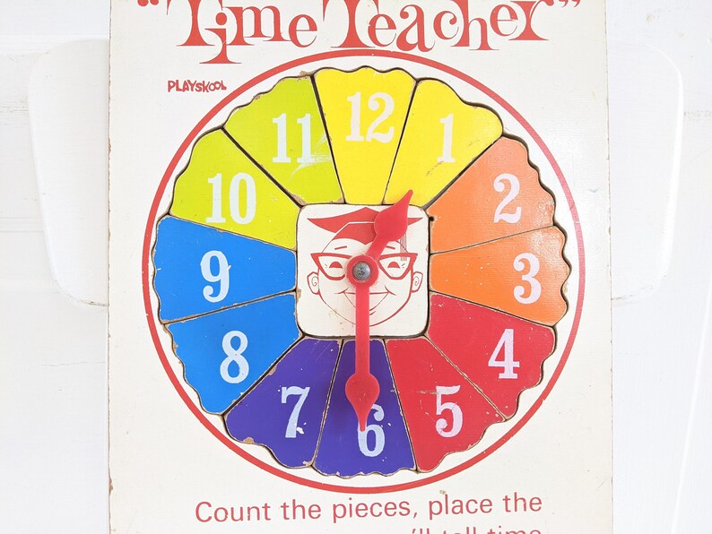 Vintage Wood Puzzle Telling Time Puzzle Vintage Playskool - Etsy