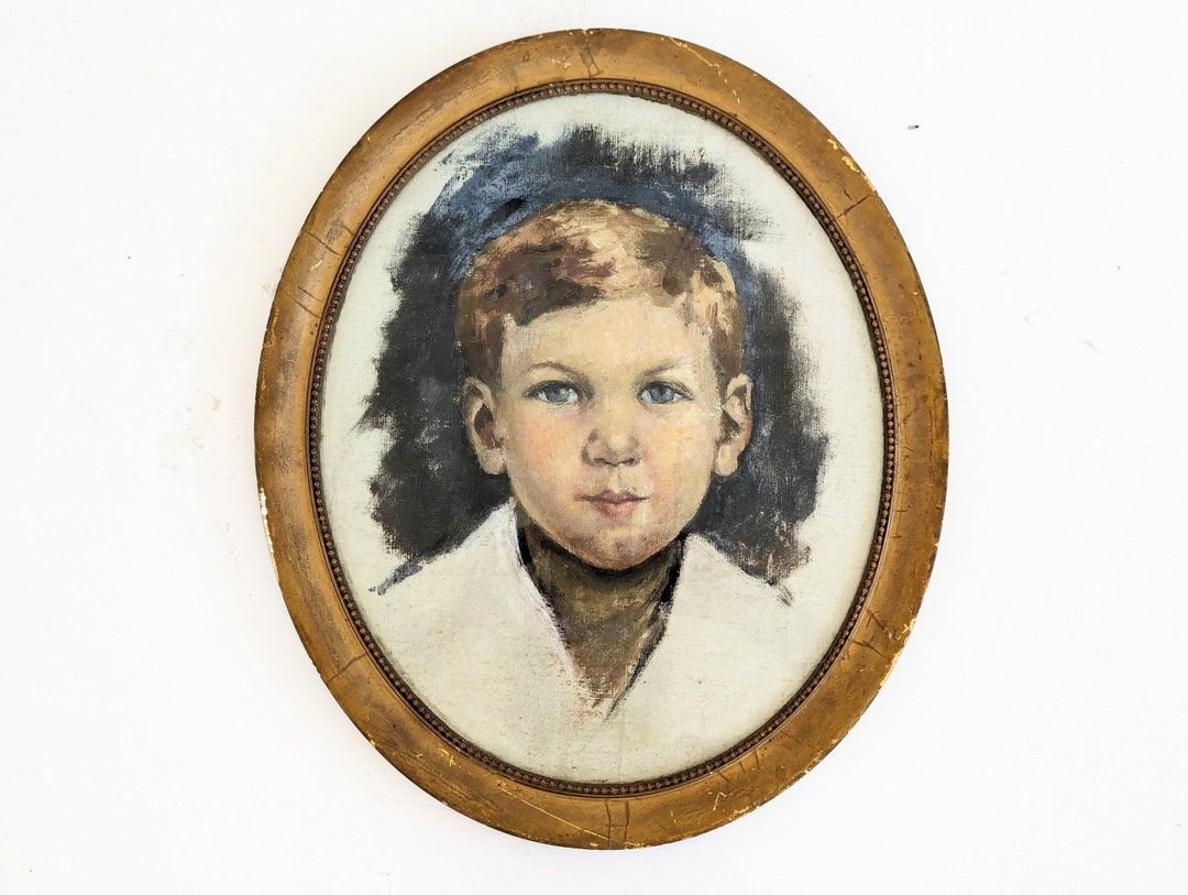 Vintage Boy Painting, Vintage Boy Portrait Painting, Vintage Blond Boy ...