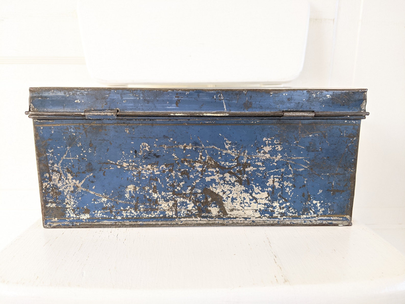 Vintage Metal Box Antique Blue Box Vintage Blue Metal Box - Etsy