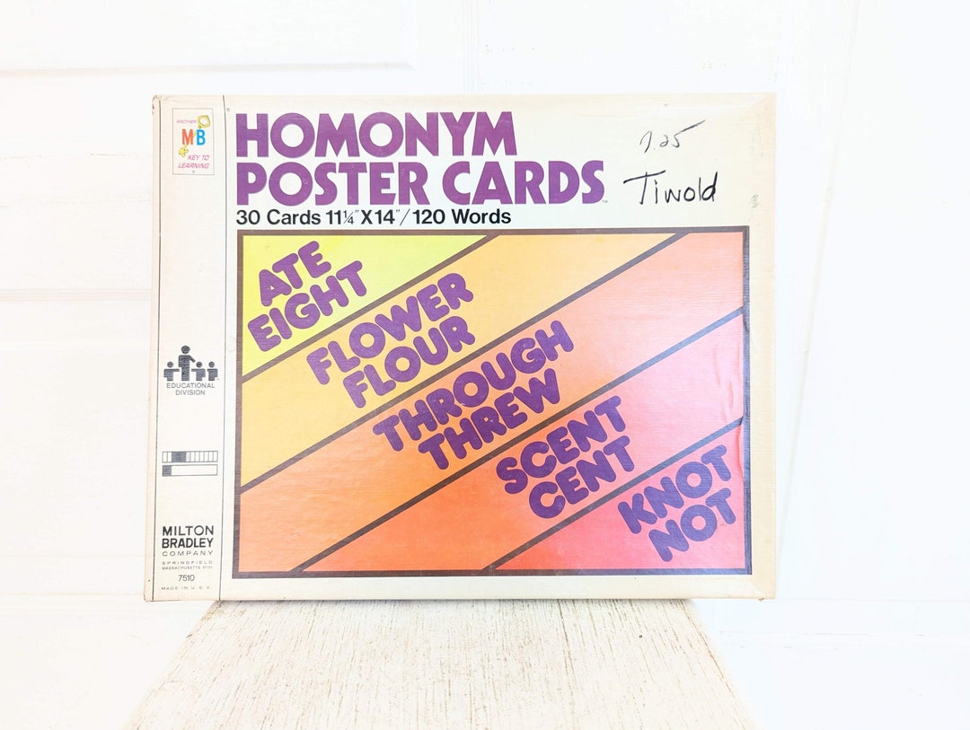 Vintage Large Flash Cards, Vintage Homonym Flash Cards, Vintage Flash ...