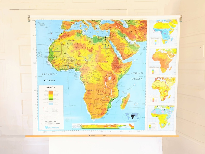 Vintage Pull Down Map of Africa Vintage School Map Large - Etsy