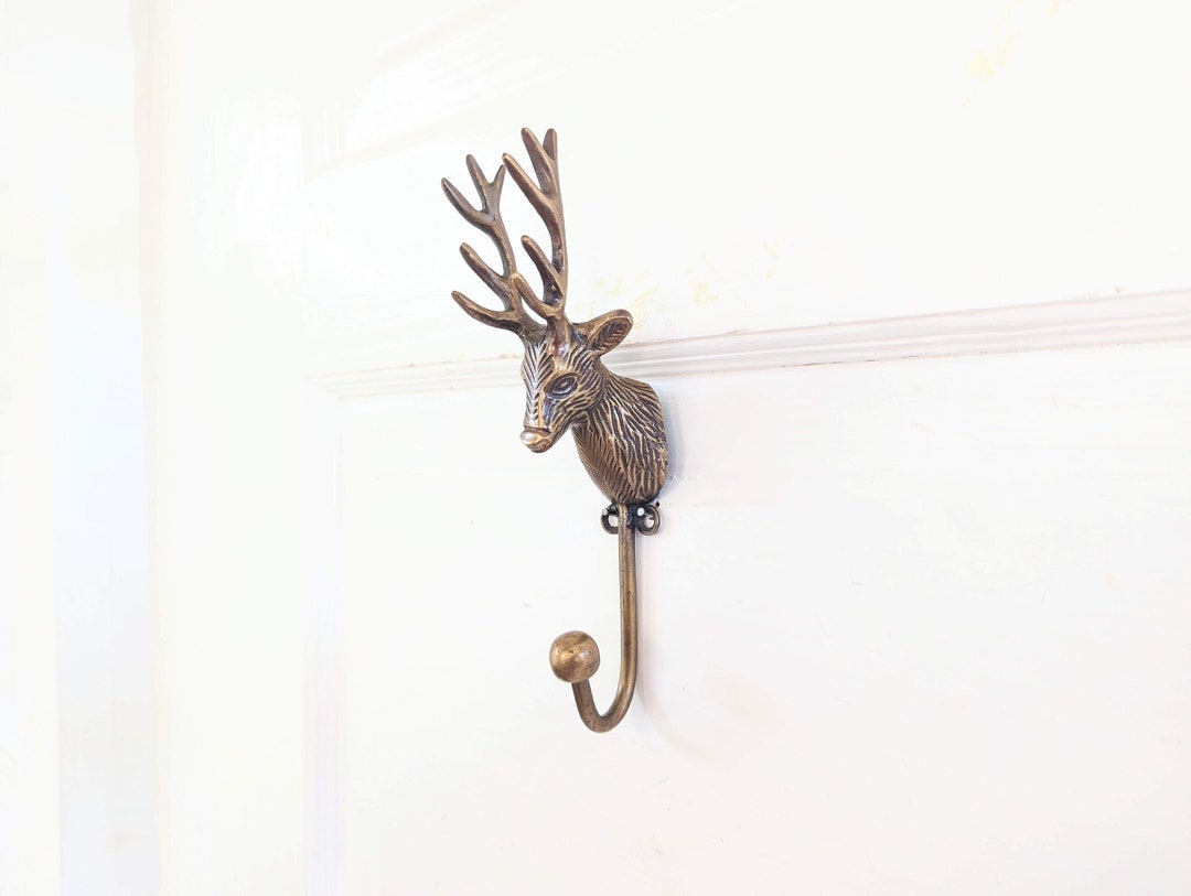 Vintage Brass Deer Hook, Vintage Brass Hook, Vintage Bras Deer, Vintage ...