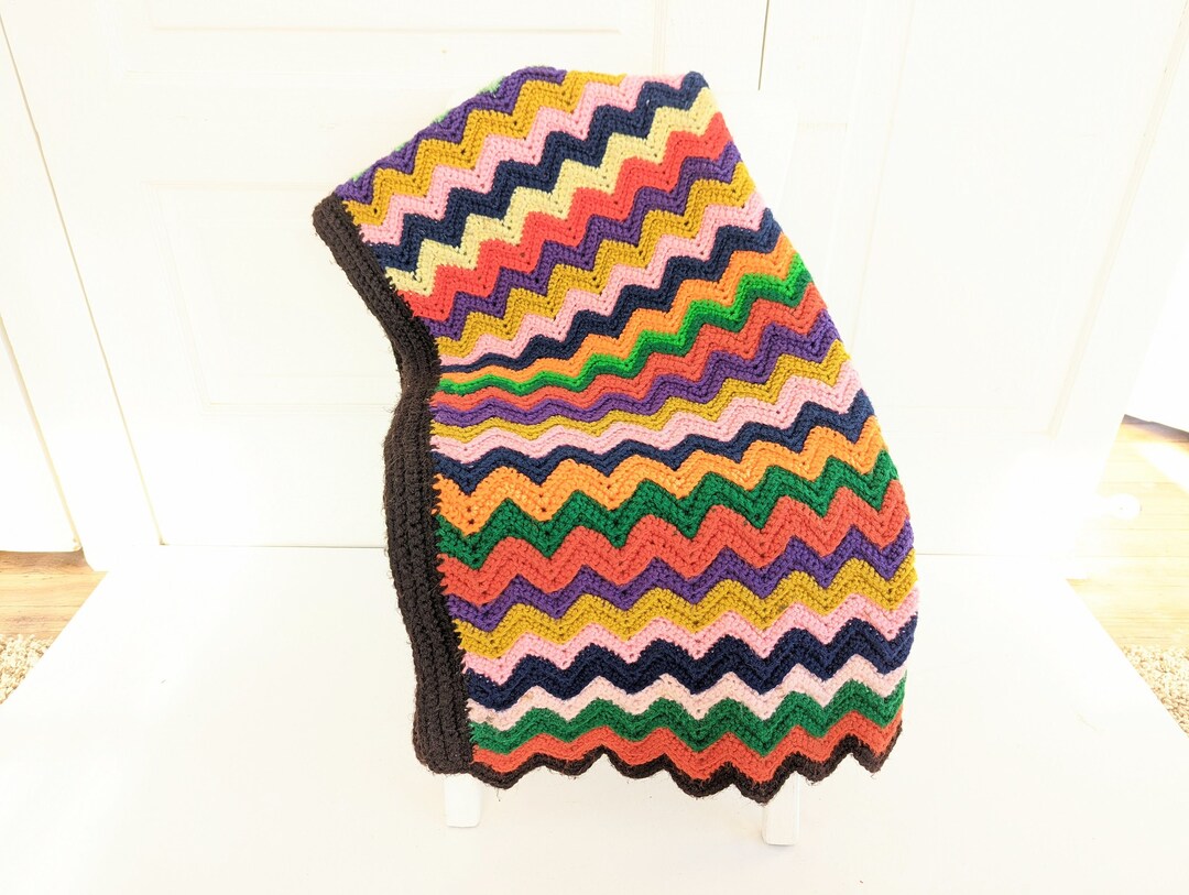 Colorful Vintage Striped Afghan, Vintage Throw Blanket, Vintage ...