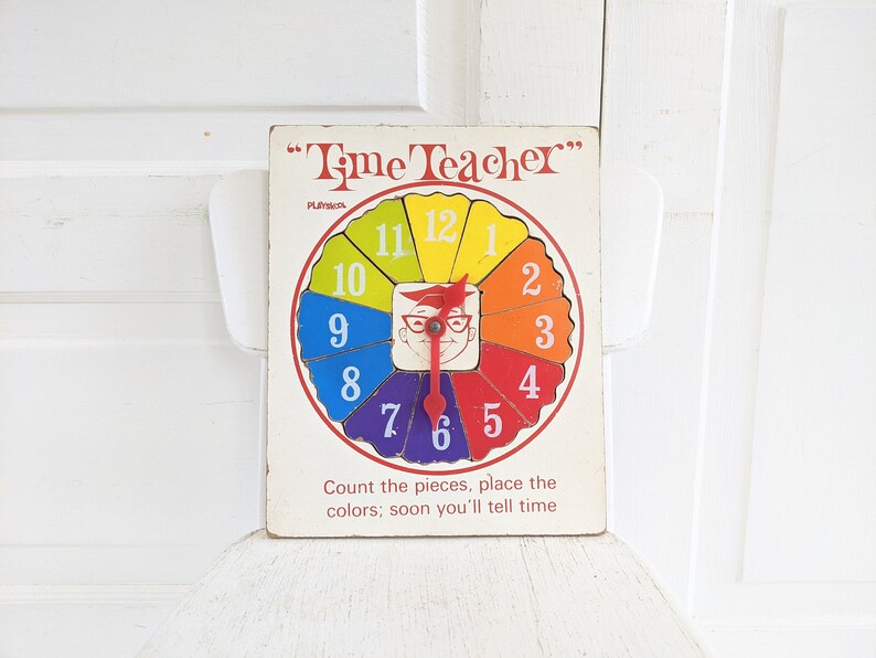 Vintage Wood Puzzle Telling Time Puzzle Vintage Playskool - Etsy