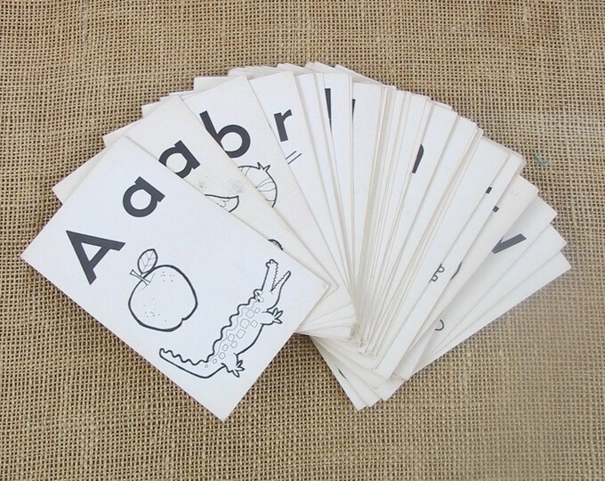 Vintage Set of Flashcards, Alphabet Flashcards, Letters Flashcards ...