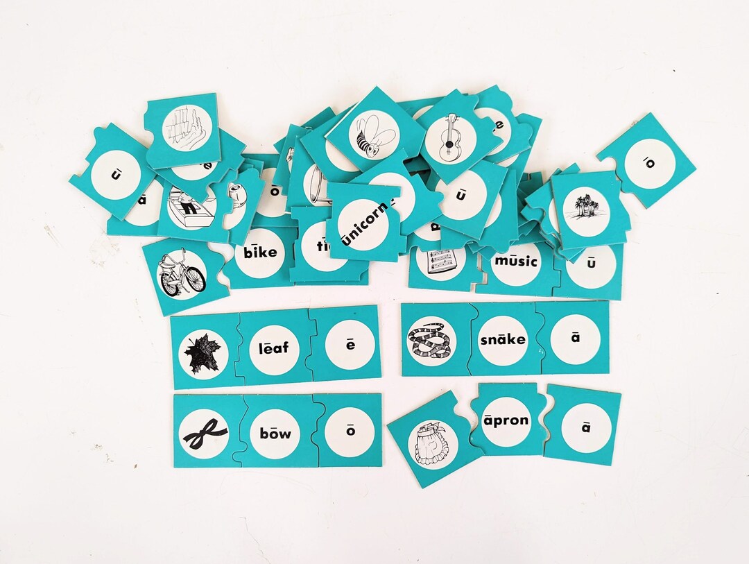 Vintage Long Vowel Flash Cards, Vintage Word Puzzle, Vintage Flash ...