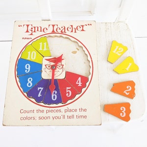 Vintage Wood Puzzle Telling Time Puzzle Vintage Playskool | Etsy