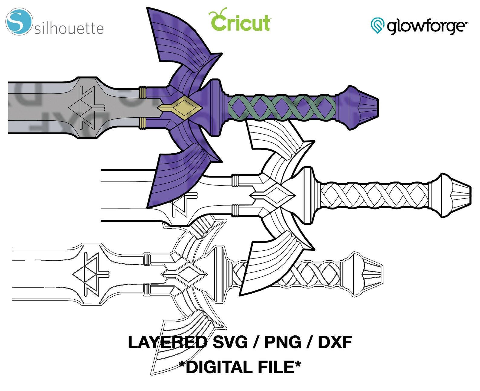 Legend of Zelda Master Sword SVG & Cut Files – Layered by Color – PNG ...