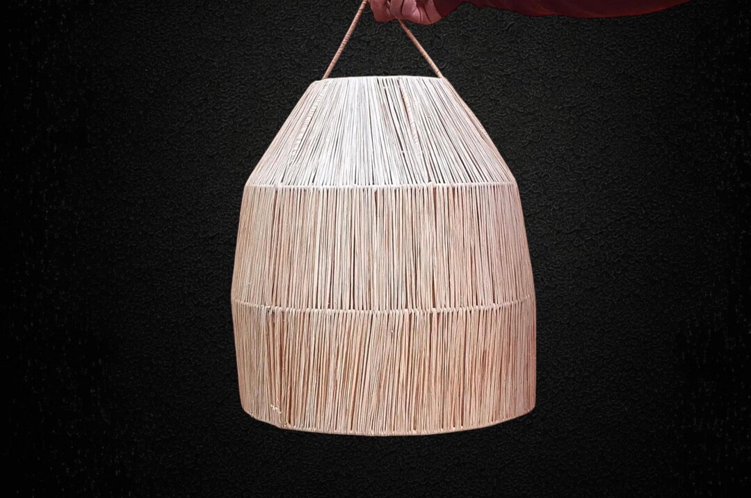 Handmade Raffia Pendant Light Boho Hanging Lamp Shade, Natural Raffia ...