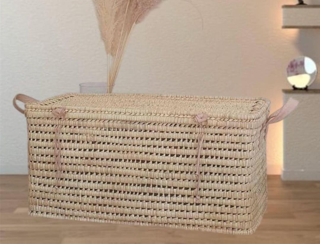 Handwoven Palm Leaf Storage Trunk: Wicker Toy Box, 4 Sizes - Etsy