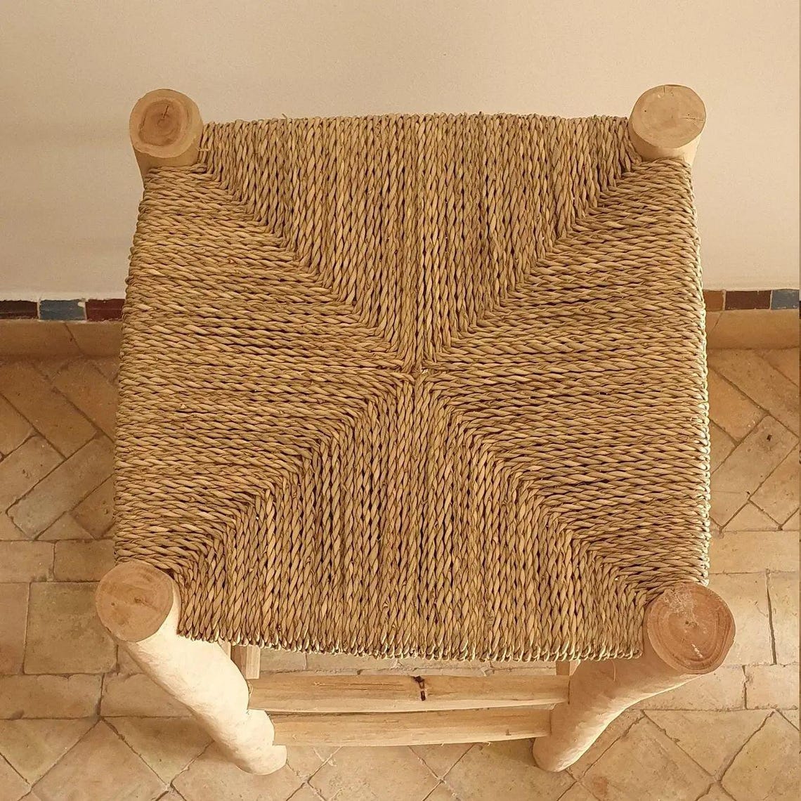 Moroccan Stool Bar With Palm Leaf Cord - Etsy