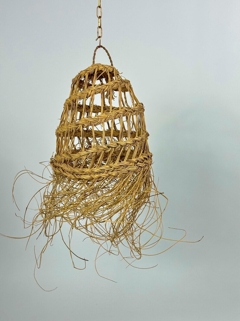 Moroccan Handwoven Straw Pendant Light, Boho Chic Straw Lampshade for ...