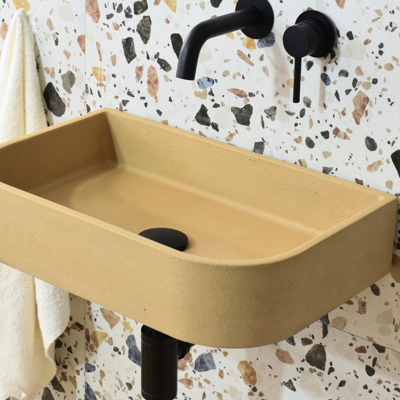 Tulip Floating Concrete Sink | Modern Wall-hung Powder Room Basin ...