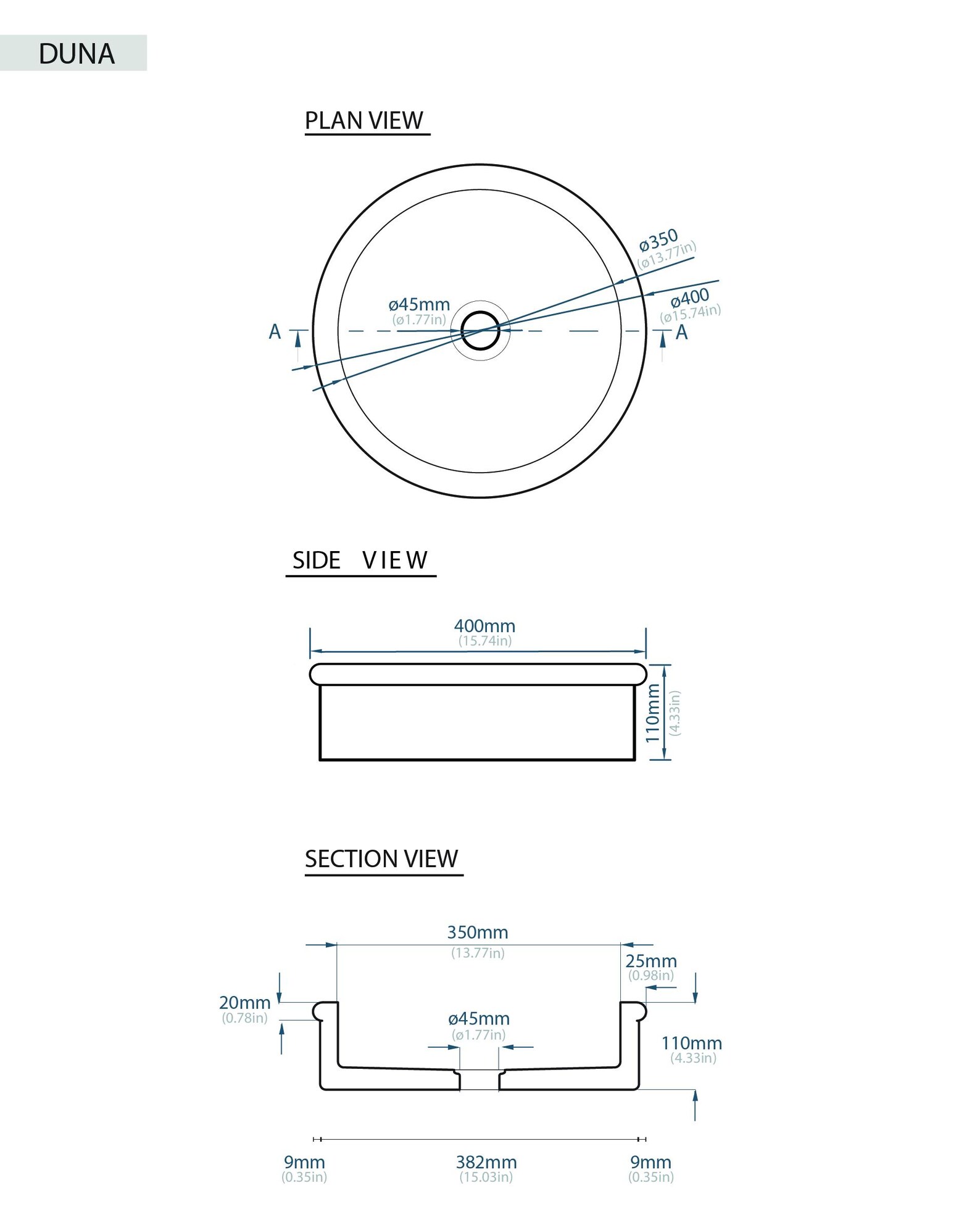 Duna Modern Floating Sink for Small Bathrooms - Wall-hung Concrete ...