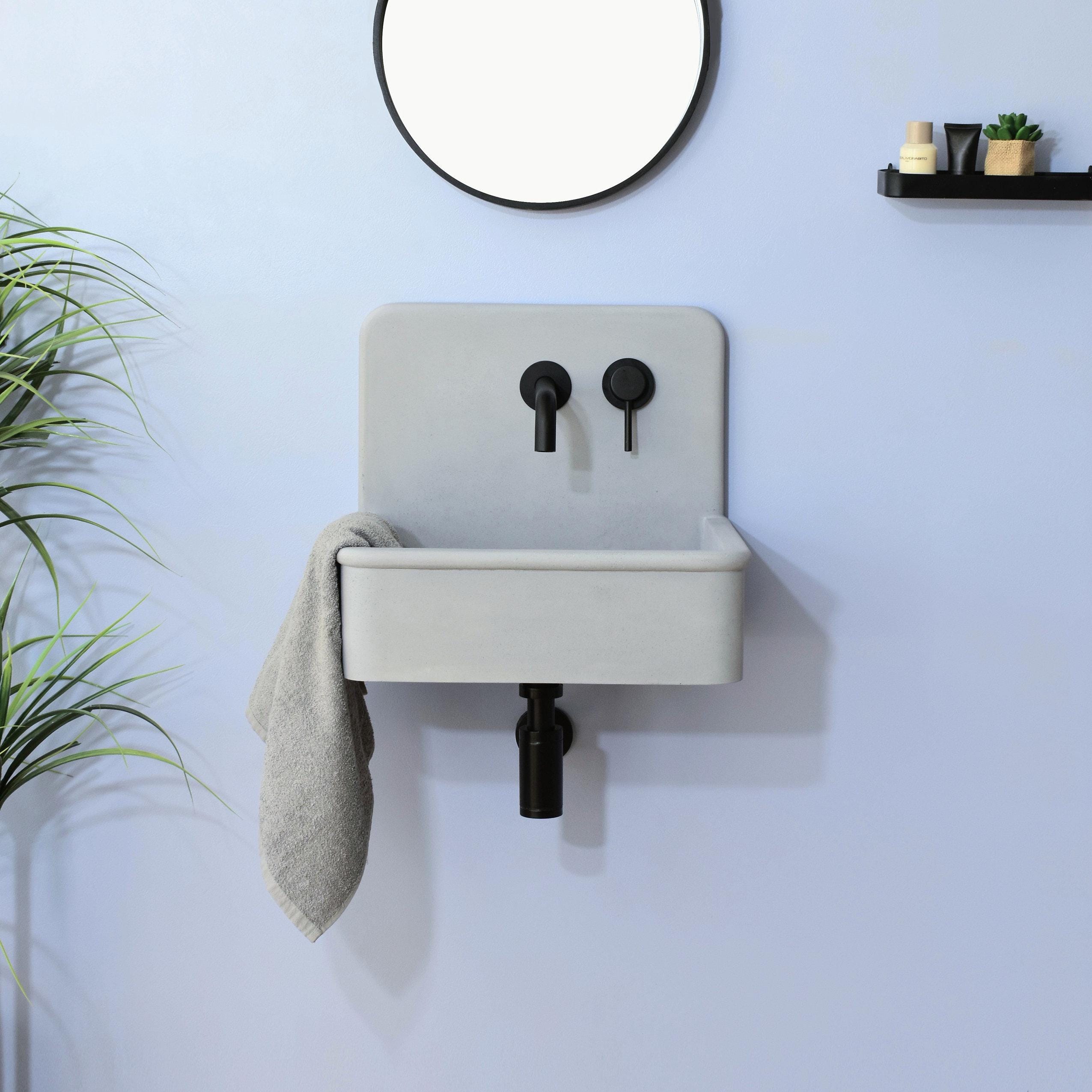 Dama Grey Floating Concrete Sink | Modern Dama Wall-hung Basin ...